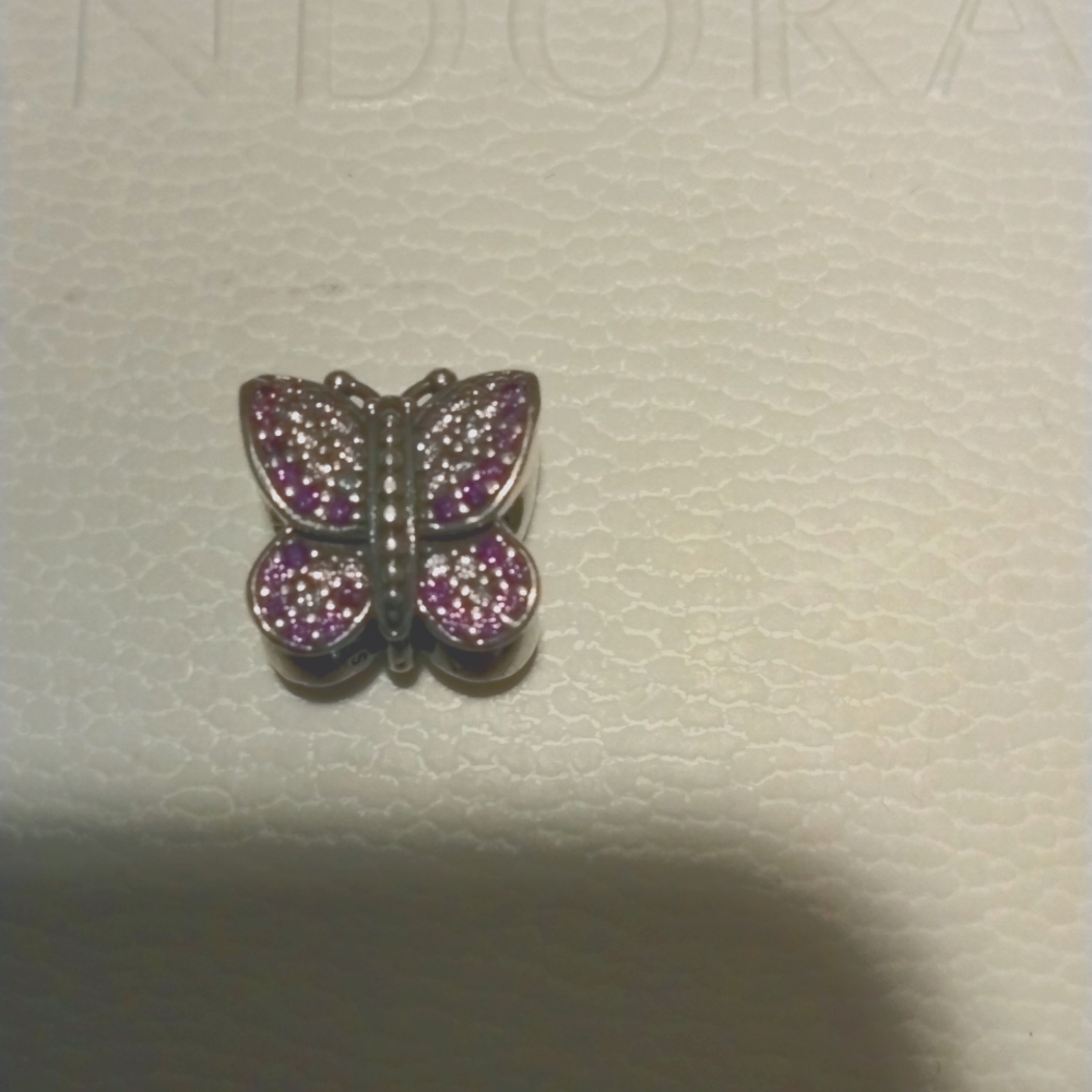 Authentic Vintage Pandora Butterfly Bracelet Charm - Gem